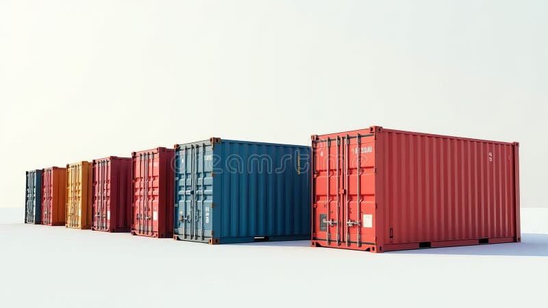 A Row of Large Shipping Containers are Lined Up in a Row Stock ...