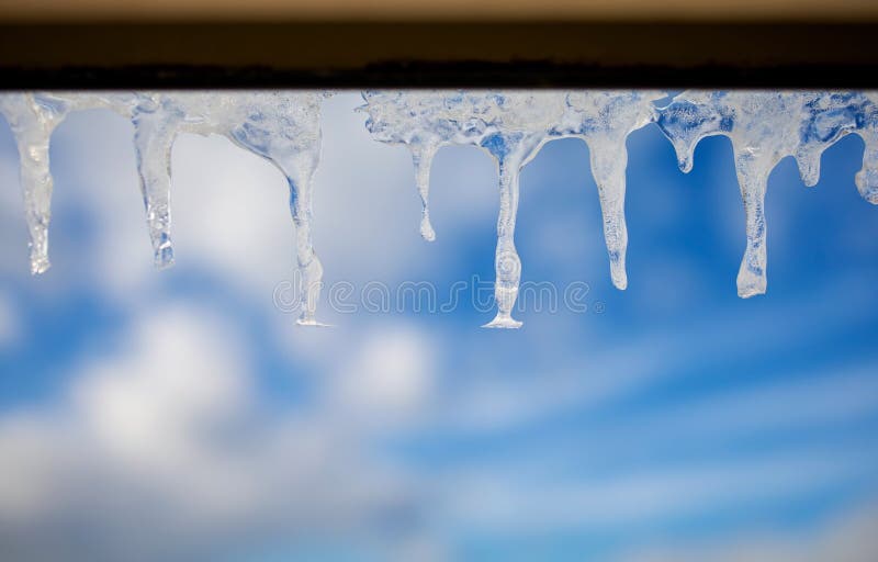 Icicles on Window stock photo. Image of frozen, view - 109615704