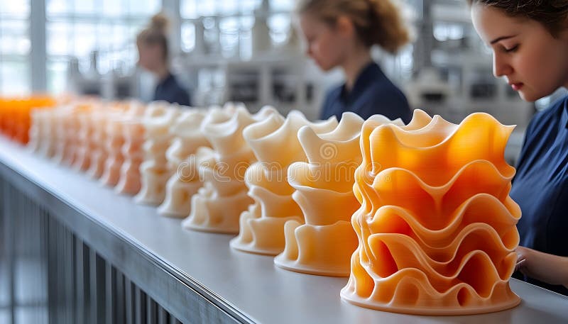 A Row of Layered Objects in Various Shades of Orange, Lined Up in a ...