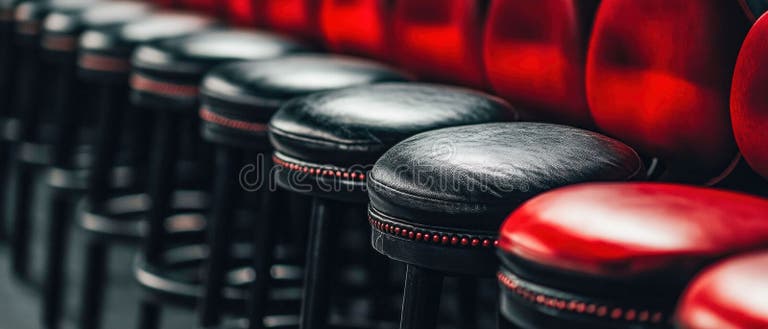 Row of Leather Bar Stools in Vibrant Setting Stock Illustration ...