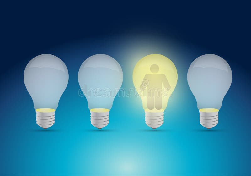 Row of a Light Bulb and Avatar Illustration Stock Illustration ...