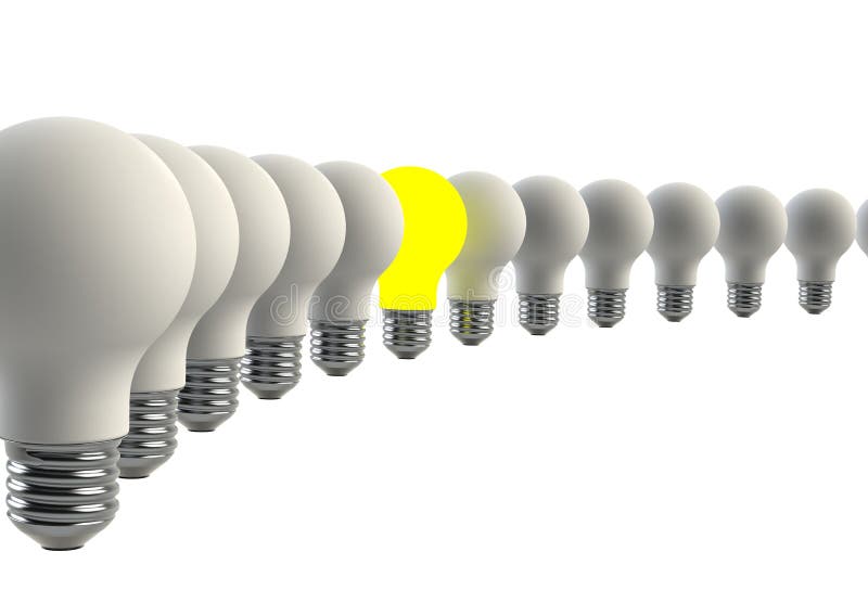 Row of light bulb stock illustration. Illustration of material - 63161530