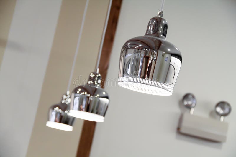 Row of Lights Above the Counter in a Coffeeshop Stock Image - Image of ...