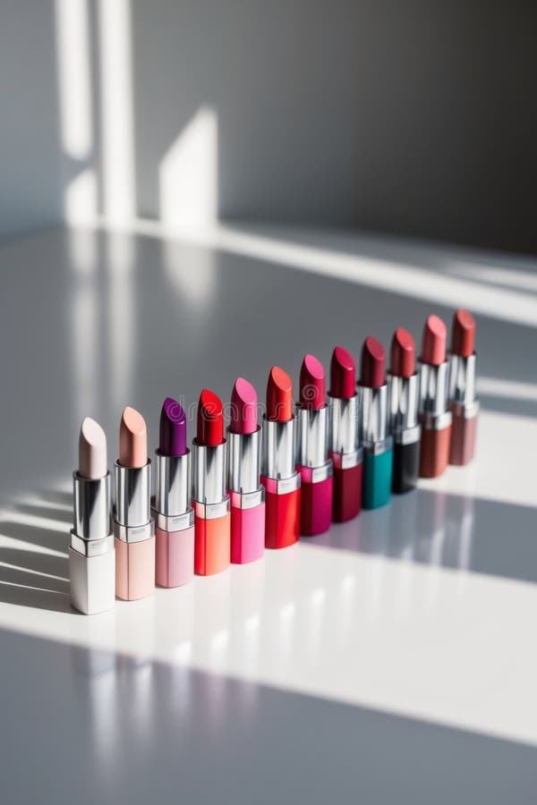 A Row of Lipsticks with Different Colors and Shades. Stock Photo ...
