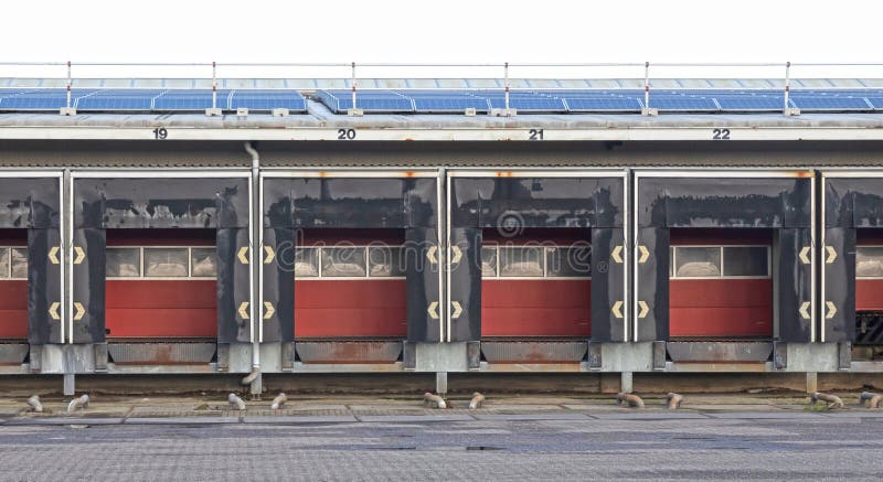 Row of Loading Docks with Shutter Doors at an Industrial Warehouse ...