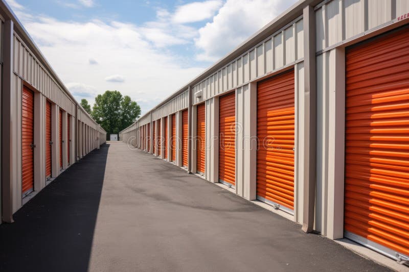 Row of Locked Rental Storage Units in a Facility Stock Image - Image of ...