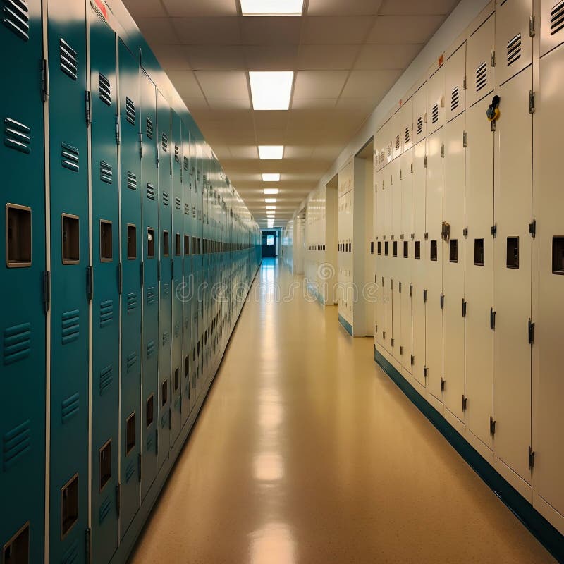 Row of Lockers in Hallway. Generative AI Stock Illustration ...