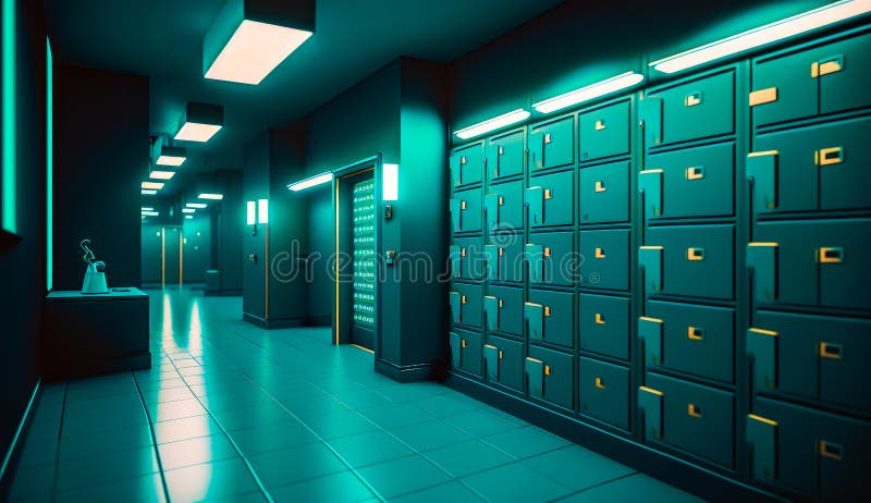 Row of Lockers Sitting Next To Each Other in Hallway. Generative AI ...