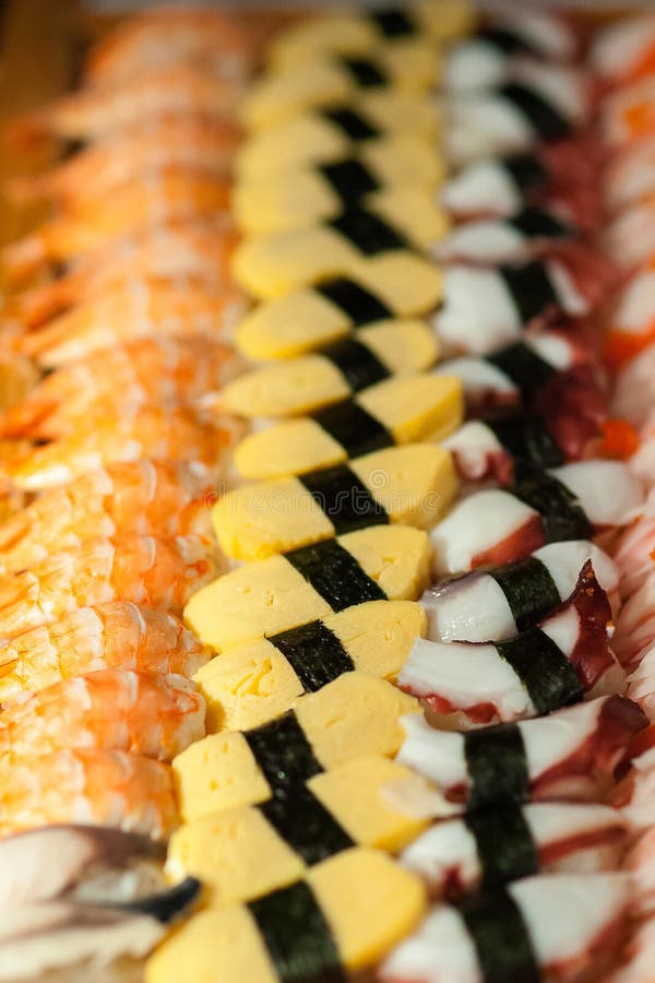 Assorted Japanese sushi stock photo. Image of meal, seafood - 42271046