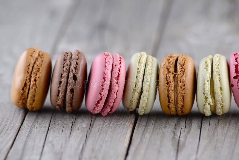 Row of Macaroni, Sweet Snack. Stock Image - Image of macaron ...