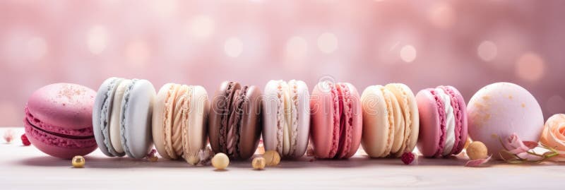 A Row of Macarons Sitting on Top of a Table. Stock Illustration ...