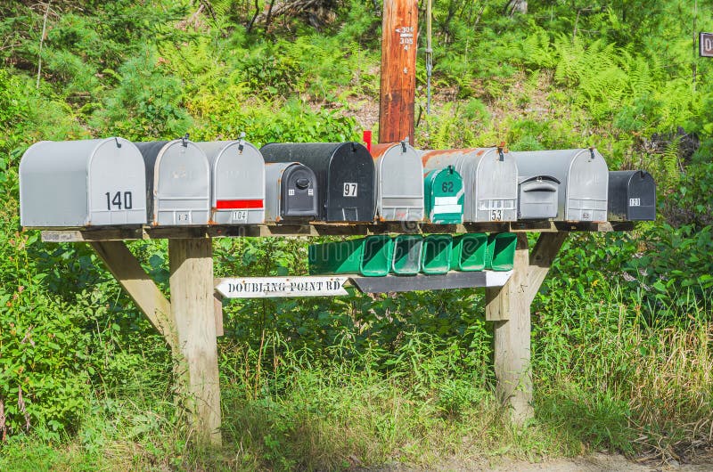 Row of Mailboxes at the Roadside Stock Photo - Image of united ...