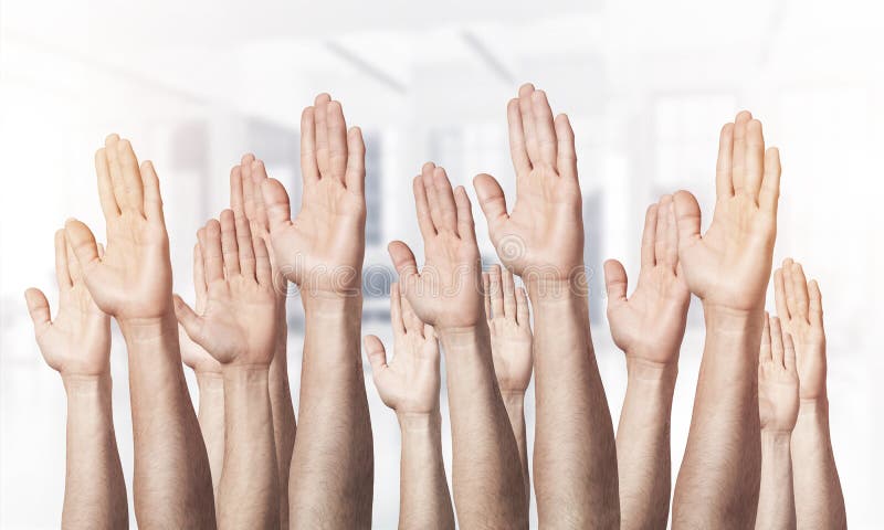 Row of Man Hands Showing Voting Gesture Stock Photo - Image of holding ...