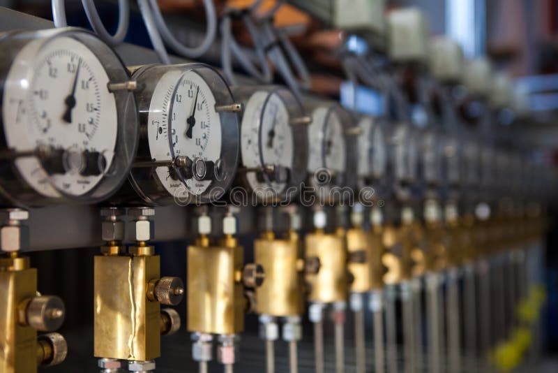The row of manometers stock image. Image of metal, perspective - 26248709