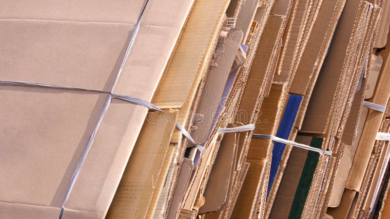 Row of Many the Old Used Cardboard Boxes Bundle for Recycling ...