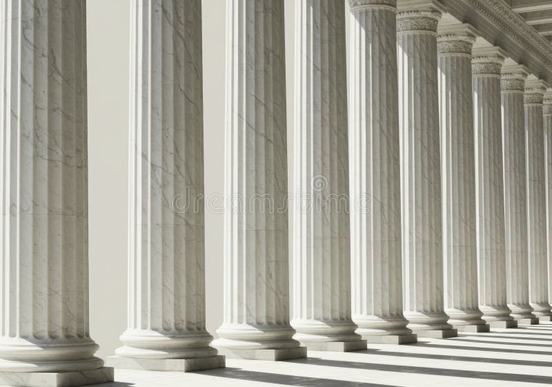 Row of Marble Columns with Shadows in Architectural Setting Stock ...