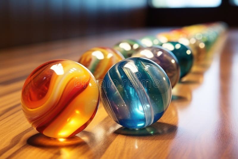 A Row of Marbles on a Table Stock Illustration - Illustration of circle ...