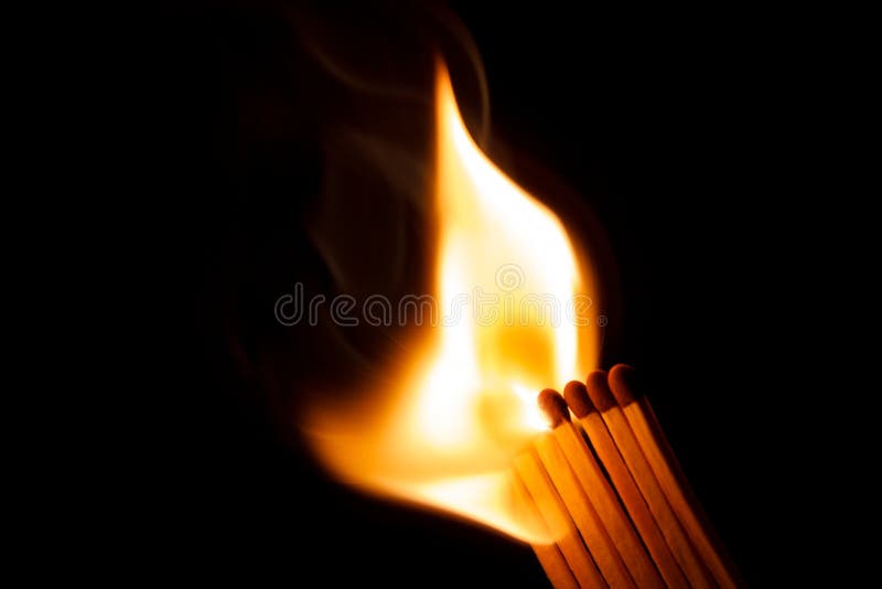 A Row of Matches Being Ignited Stock Image - Image of flammable, ignite ...