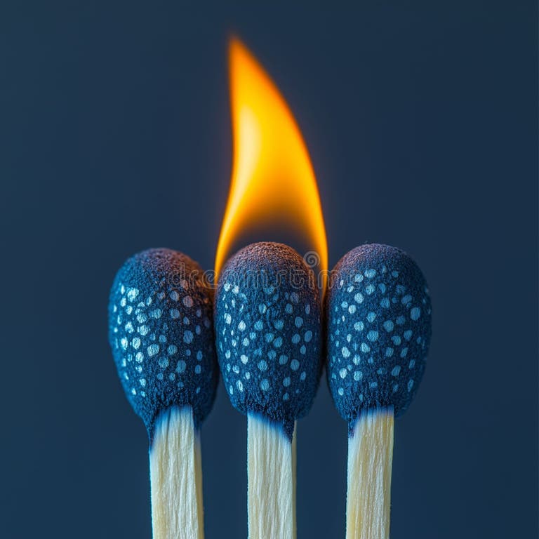 Row of Matches Igniting in Sequence Stock Illustration - Illustration ...