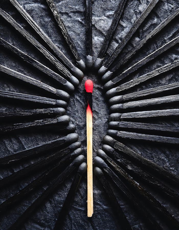 Row Matches One Burning Match Centered Focus Ai Generated Stock Photos ...