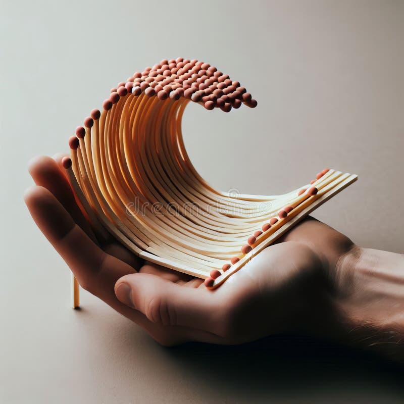 A Row of Matchsticks Arranged in a Wave Pattern, Photo V Stock ...