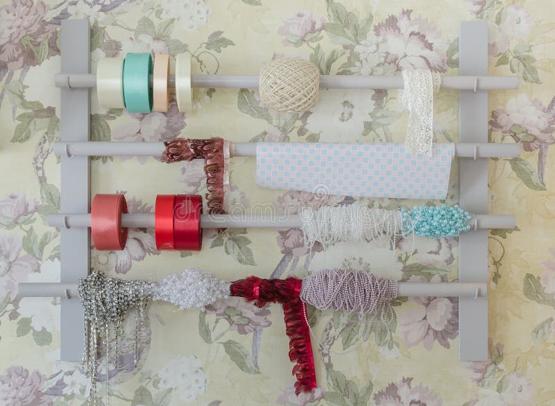 Row of Material for Handicrafts Stock Photo - Image of braiding, craft ...