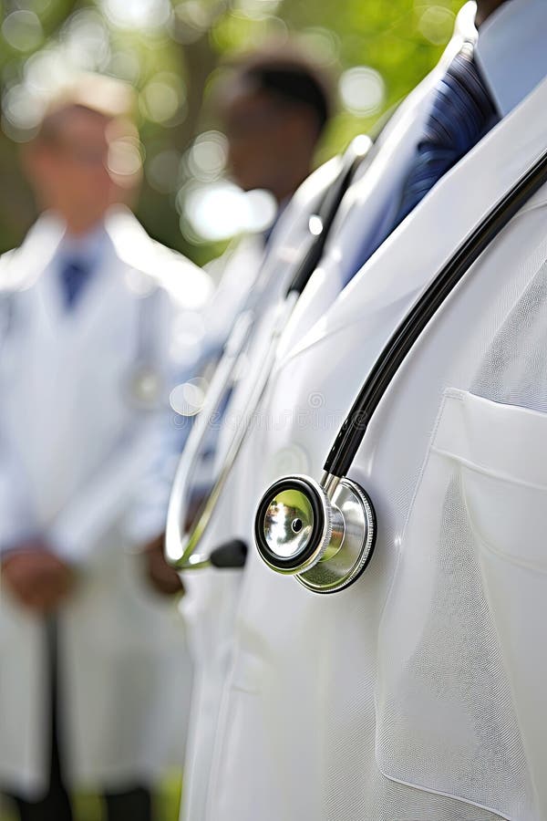 Row of Medical Professionals with Focus on Stethoscopes.AI Generative ...