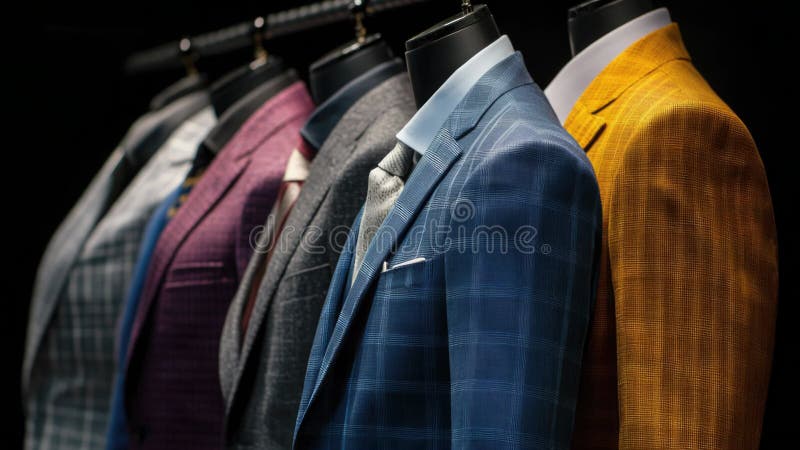 Row of Men S Suits Hanging on a Rack, Ready for Use or Display Stock ...