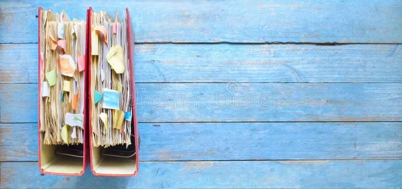 Row of Messy File Folders and Documents, Red Tape, Bureaucracy Concept ...