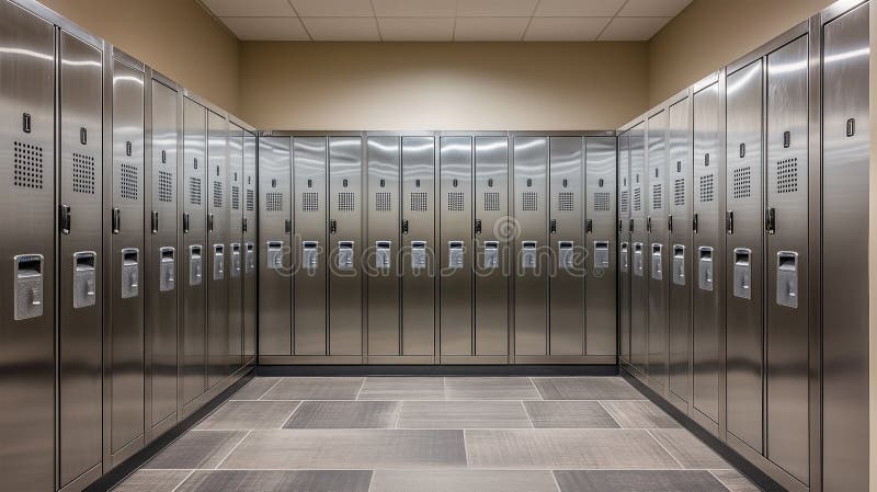 A Row of Metal Lockers with a Keypad on the Front Stock Illustration ...