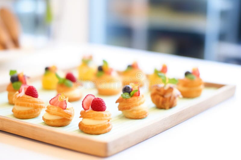 Row of Mini Danish Pastries in a Bakery Case Stock Image - Image of ...