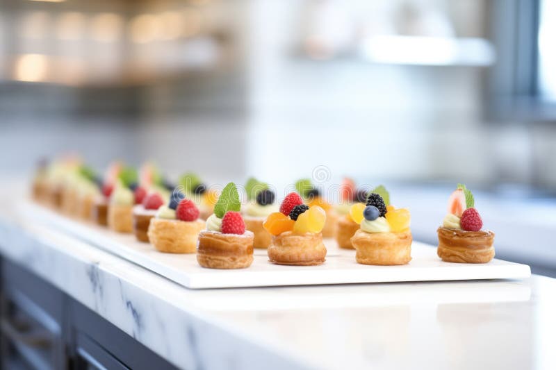Row of Mini Danish Pastries in a Bakery Case Stock Image - Image of ...