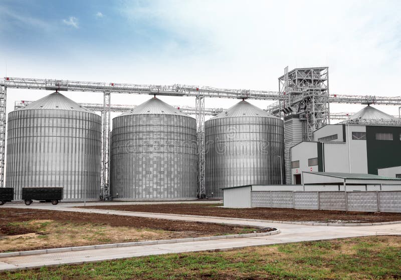 Row of Modern Granaries for Storing Grains Stock Photo - Image of ...