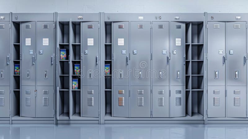 Row of Modern Lockers in a Clean Facility, Generative AI Stock Photo ...