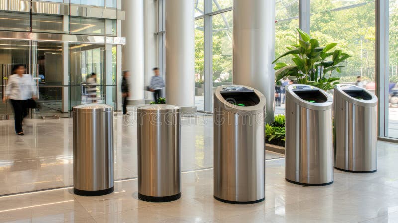 A Row of Modern Security Gates in a Transit Center, with Blurred ...