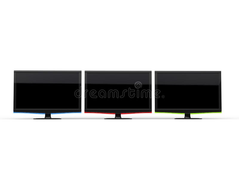 Row of Modern TV Screens - Front View Stock Illustration - Illustration ...