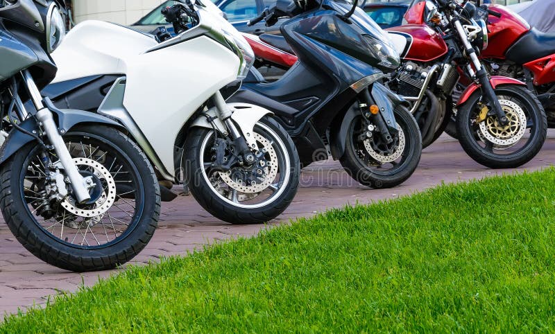 Row of motorbikes stock image. Image of sidewalk, drive - 76985781