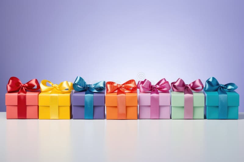 A Row of Multi-colored Gift Boxes Stock Photo - Image of generated ...