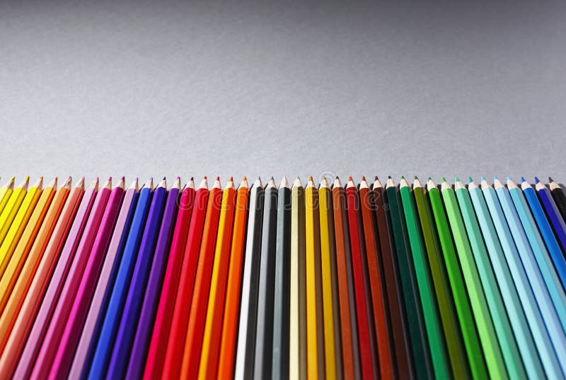 Row of Multi Colored Pencils Stock Photo - Image of abundance, objects ...