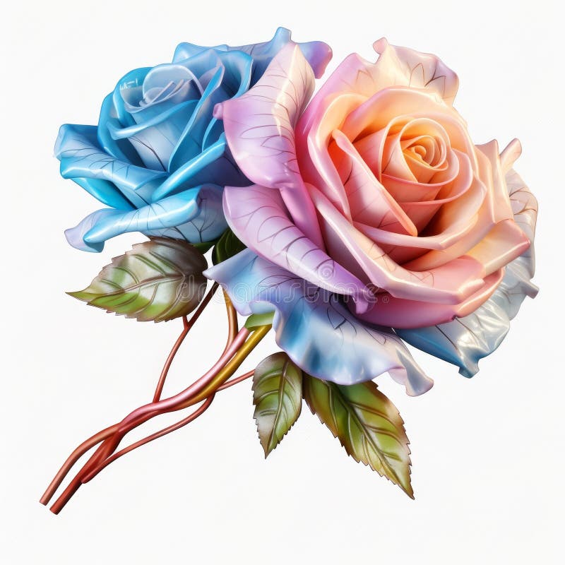 Row of Multicolored Rose Flowers Isolated on Transparent Background ...