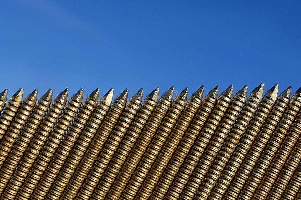 A row of nails stock image. Image of blue, gold, home, nail - 46413
