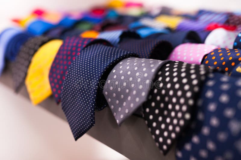 Row of Neckties on Hangers in Men Clothing Store Stock Image - Image of ...