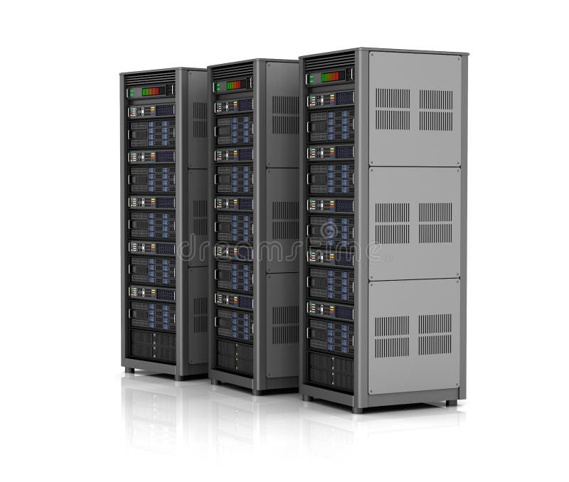 Set of Data Servers on White Background Stock Illustration ...
