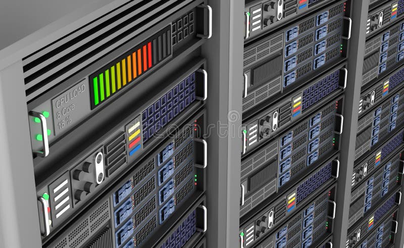 Row Of Network Servers In Data Center On White Background Stock ...