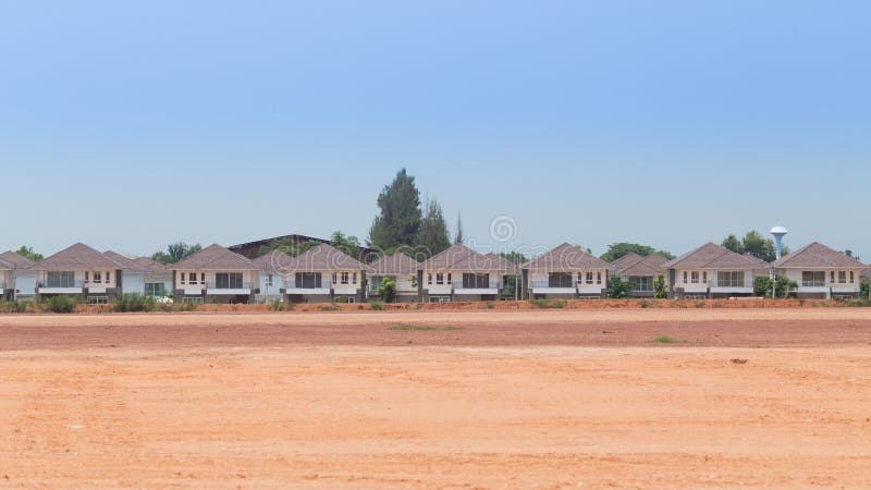 A Row of New Houses in Construction Site Stock Image - Image of ...
