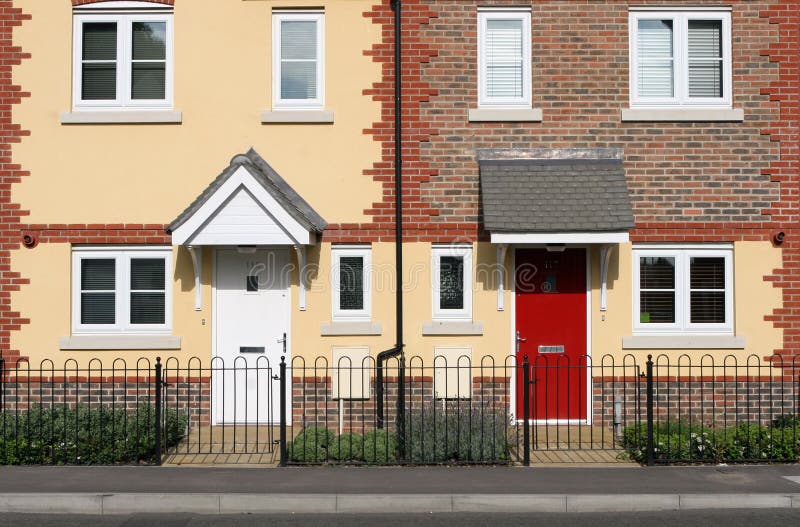 Row of empty new houses stock image. Image of houses - 15236627