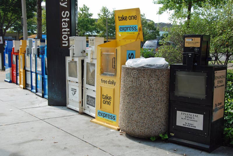 Row of Newspaper Boxes on the Street Editorial Photography - Image of ...