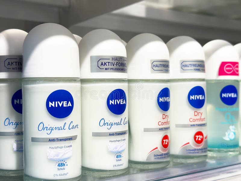 Row of Nivea Deodorant Bottles on Shelf in Store Display Editorial ...