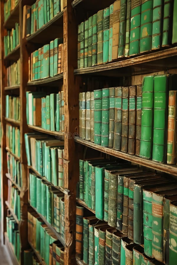 A Row of Old Books on a Wooden Shelf in a Library. Generative AI Stock ...