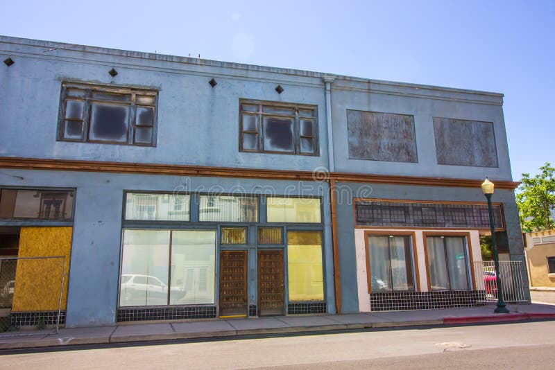 Row of Old Commercial Store Front Building in Depressed Section of Town ...
